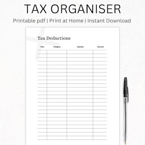 Printable Tax Deduction Organiser, Tax Worksheet, Tax Payment Planner ...