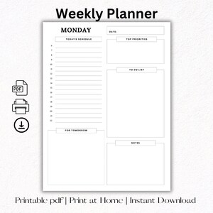 Digital Weekly Planner, Printable PDF for Productivity, Instant ...
