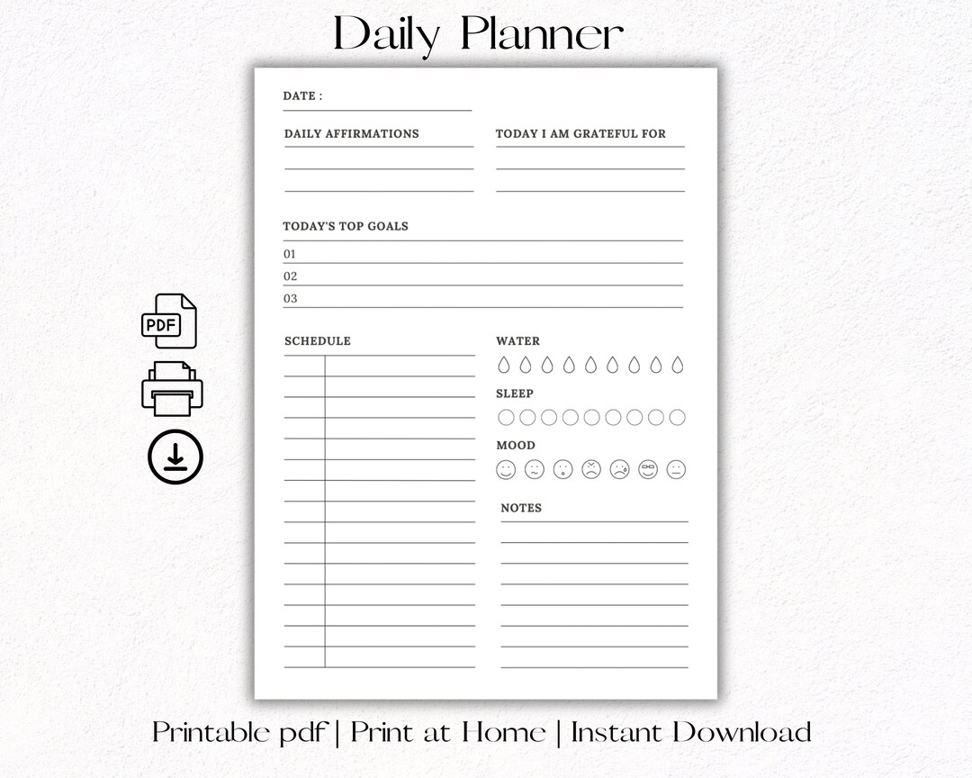 Fillable and Printable Daily Planner, Hourly to Do List, Productivity ...