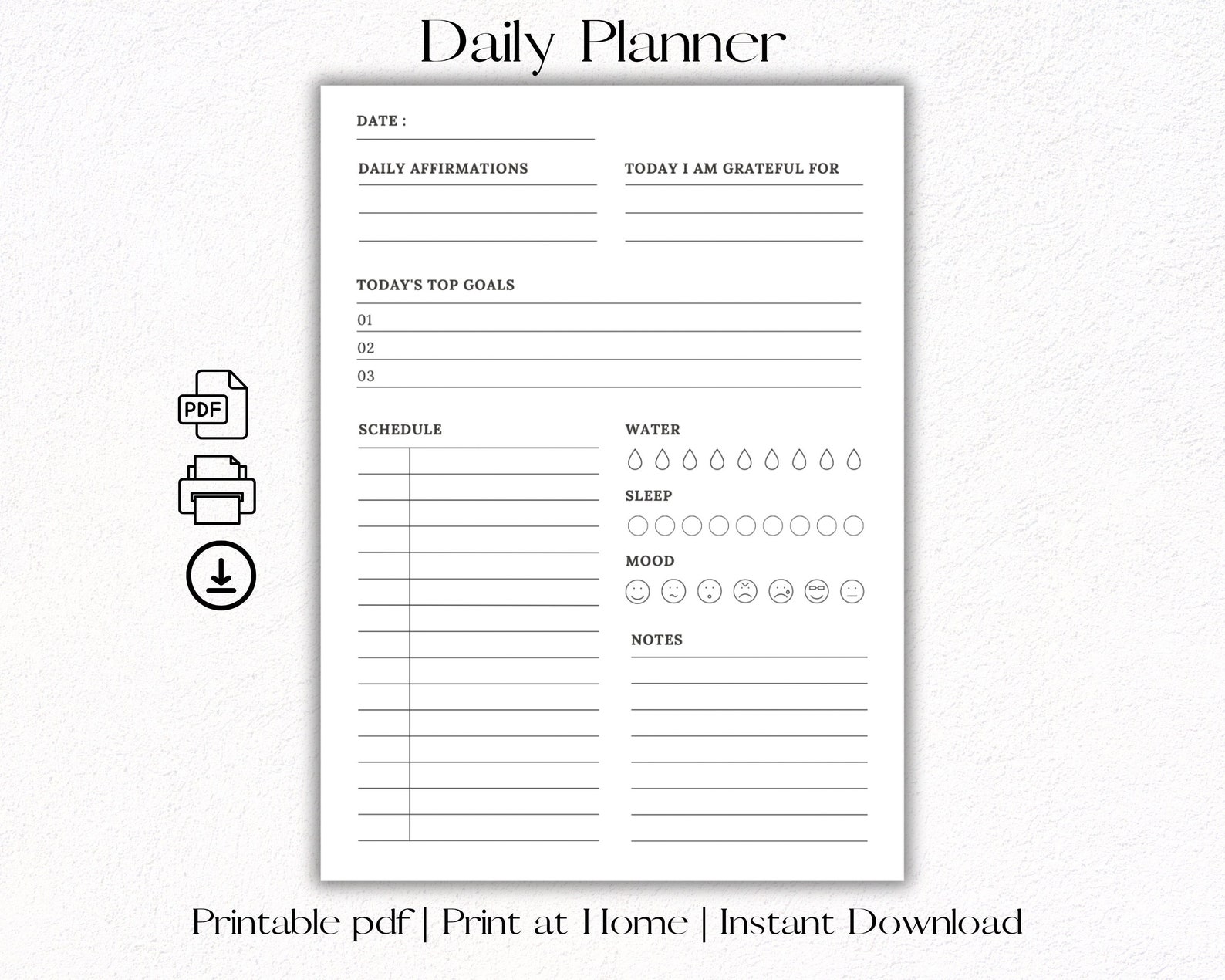Fillable and Printable Daily Planner, Hourly to Do List, Productivity ...