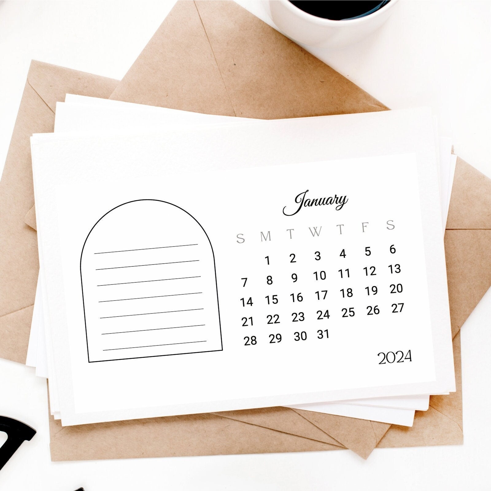 2024 Calendar Digital, Minimalist 2024 Monthly Planner, Digital ...
