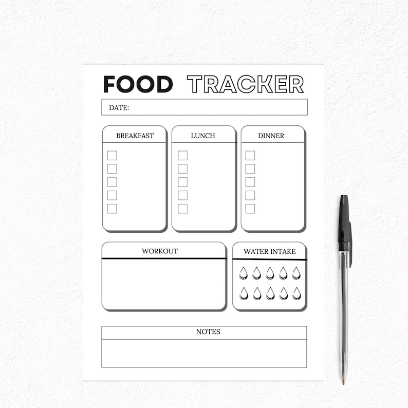 Printable Daily Food Tracker, Food Journal, Daily Food Diary, Food ...