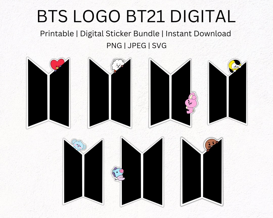 Printable BTS Svg Logo, BT21 Character Sticker Bundle, Png, Jpeg, BTS ...