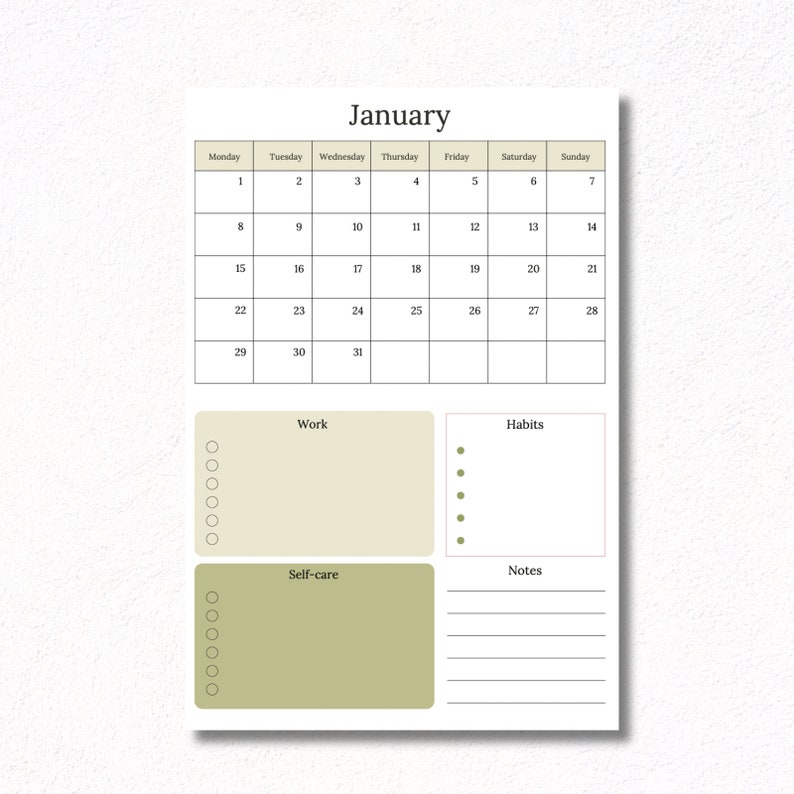 2024 Printable Monthly Calendar 2024 Monthly Organiser Digital Instant ...