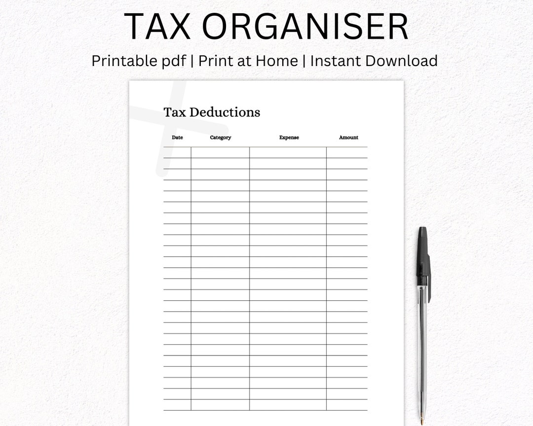 Printable Tax Deduction Organiser, Tax Worksheet, Tax Payment Planner ...