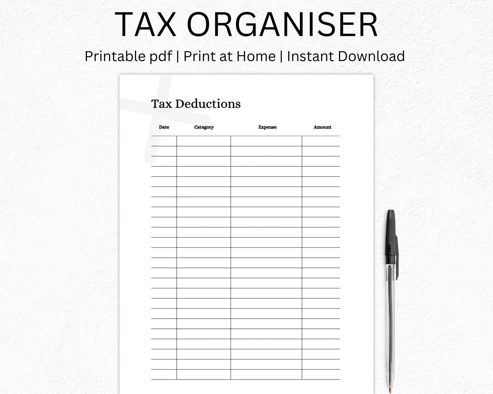 Printable Tax Deduction Organiser, Tax Worksheet, Tax Payment Planner ...