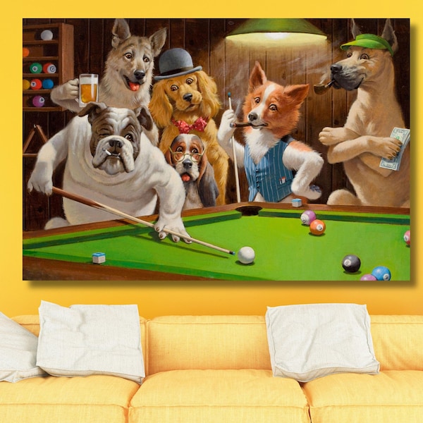 Dogs Playing Pool - Etsy