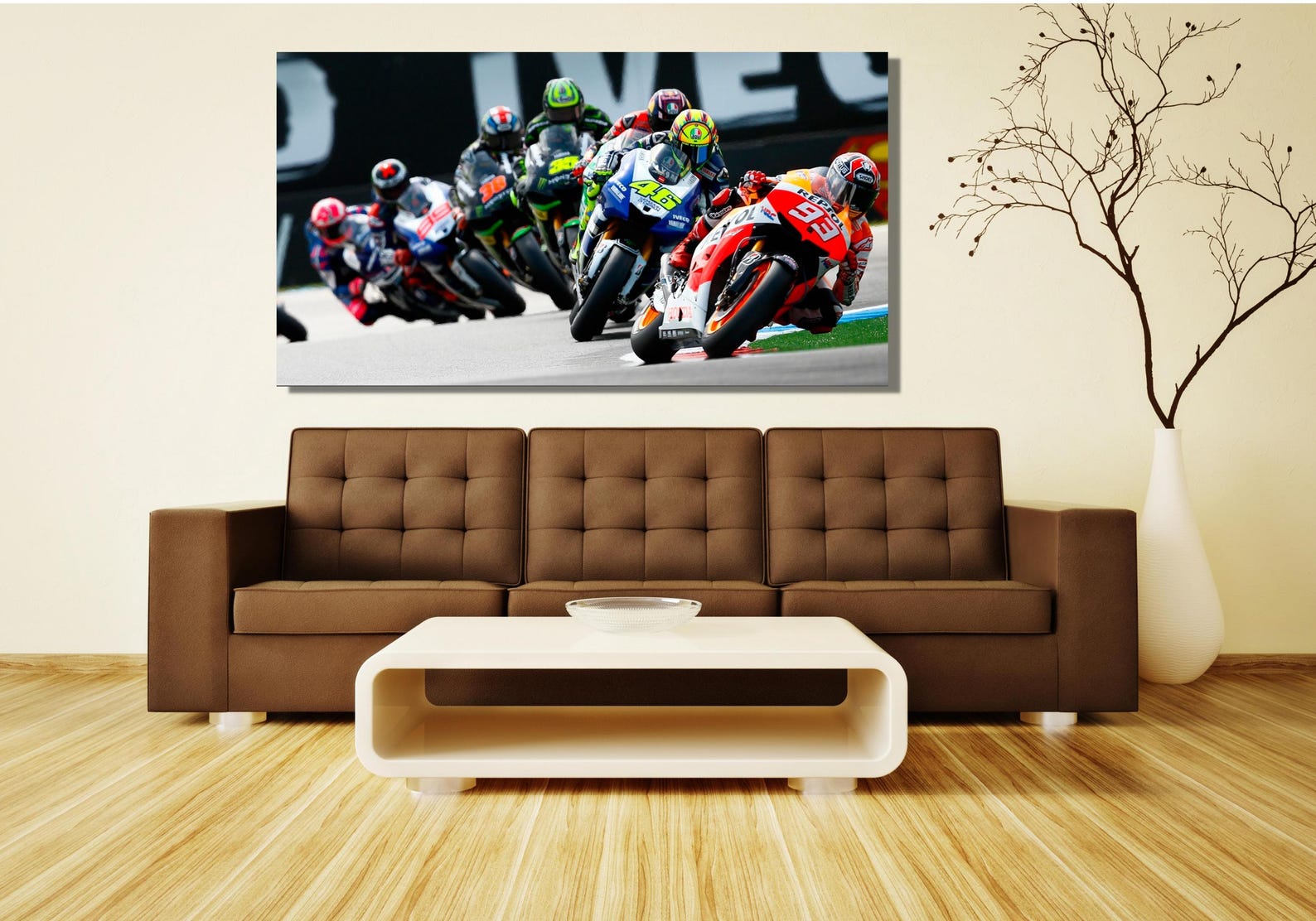 Motogp Canvas Wall Art, Man Cave Decoration, Moto GP Print, Valentino ...