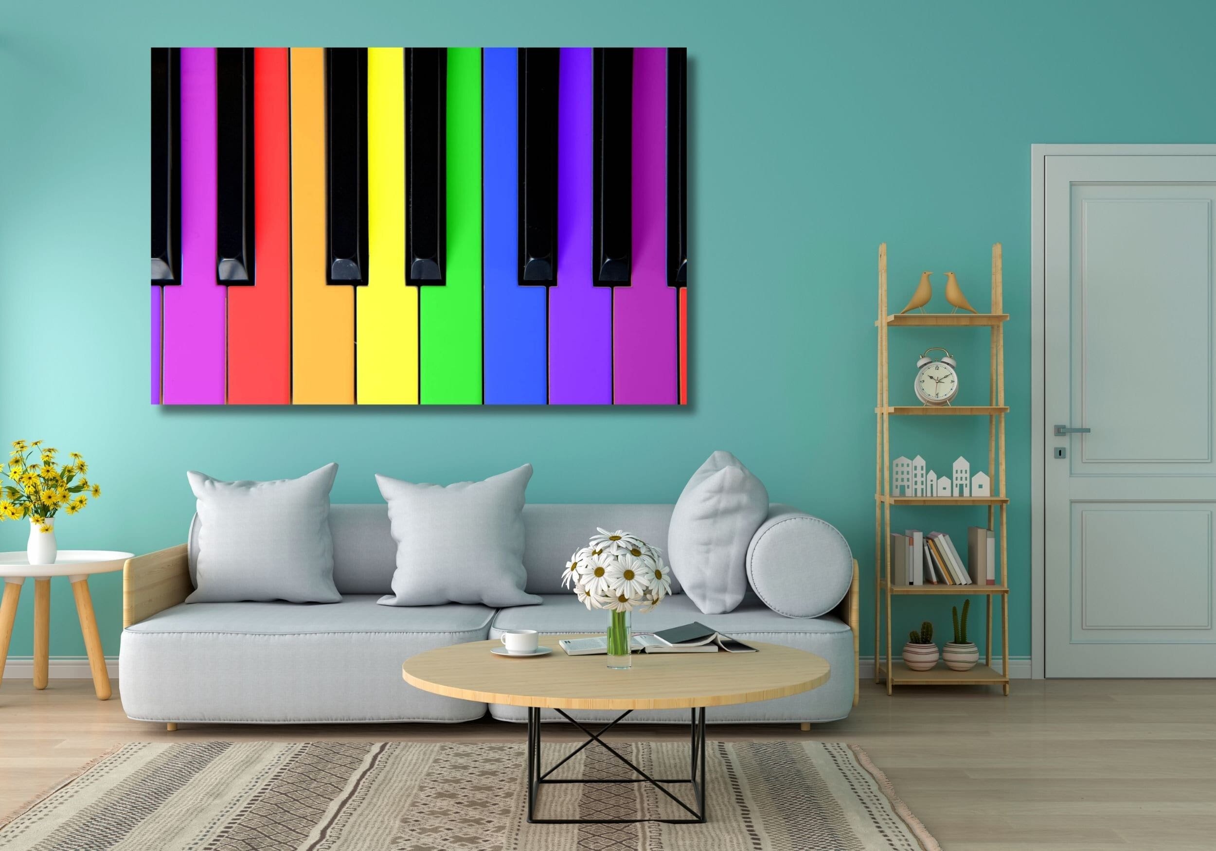 Harmony of Colors Rainbow Piano Keys Canvas Wall Art Masterpiece Wall ...