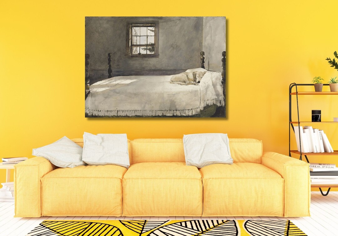 Dog on Bed by Andrew WYETH Canvas Poster, Andrew Wyeth Art, Andrew ...
