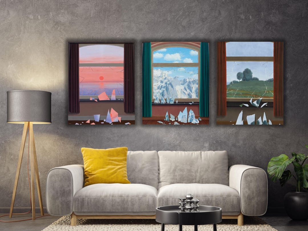 Set of 3 René Magritte Window Wall Arts,rené Magritte Canvas Print Arts ...