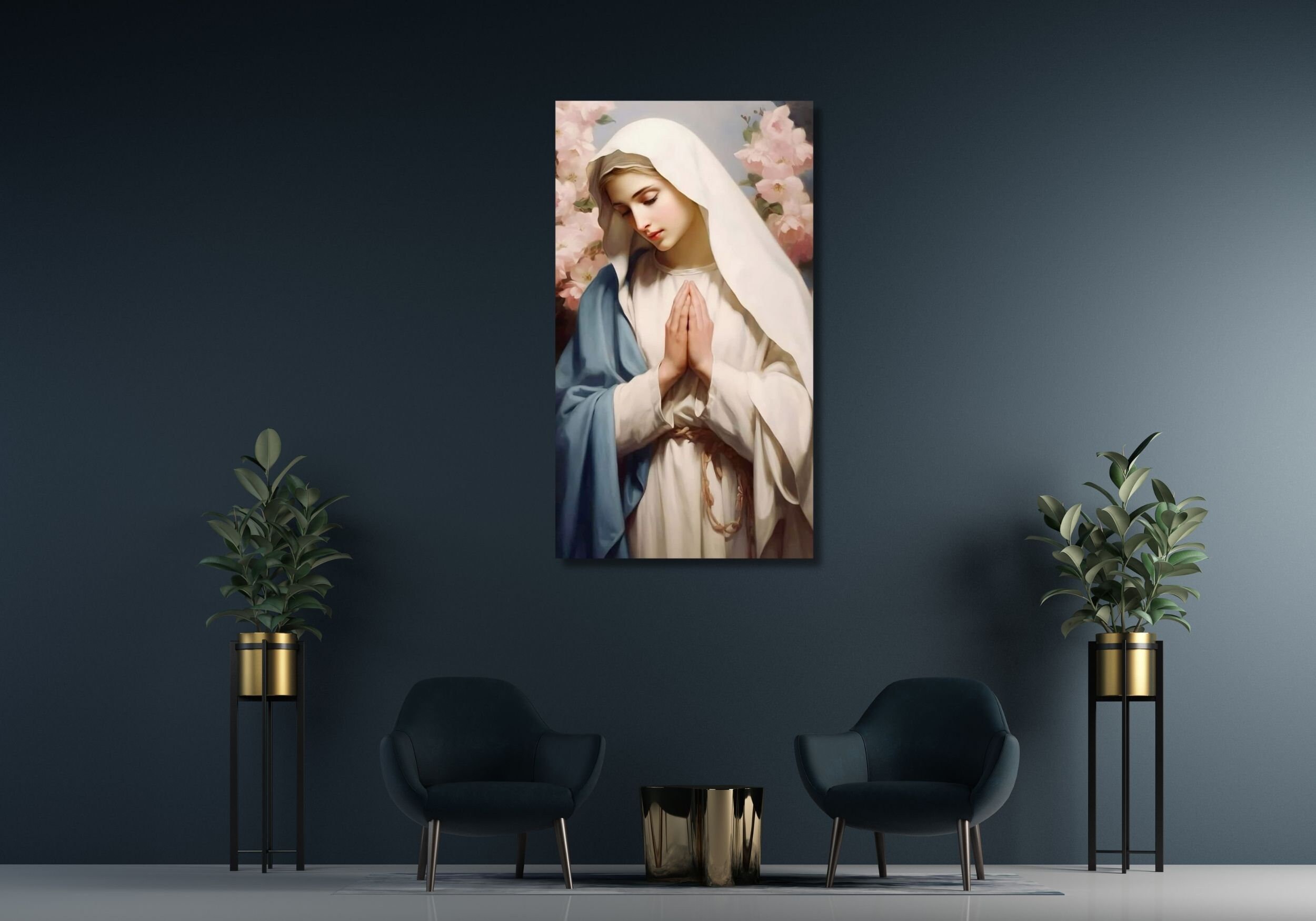 Mother of Mary Poster, Blessed Virgin Mary Painting Christian Print ...