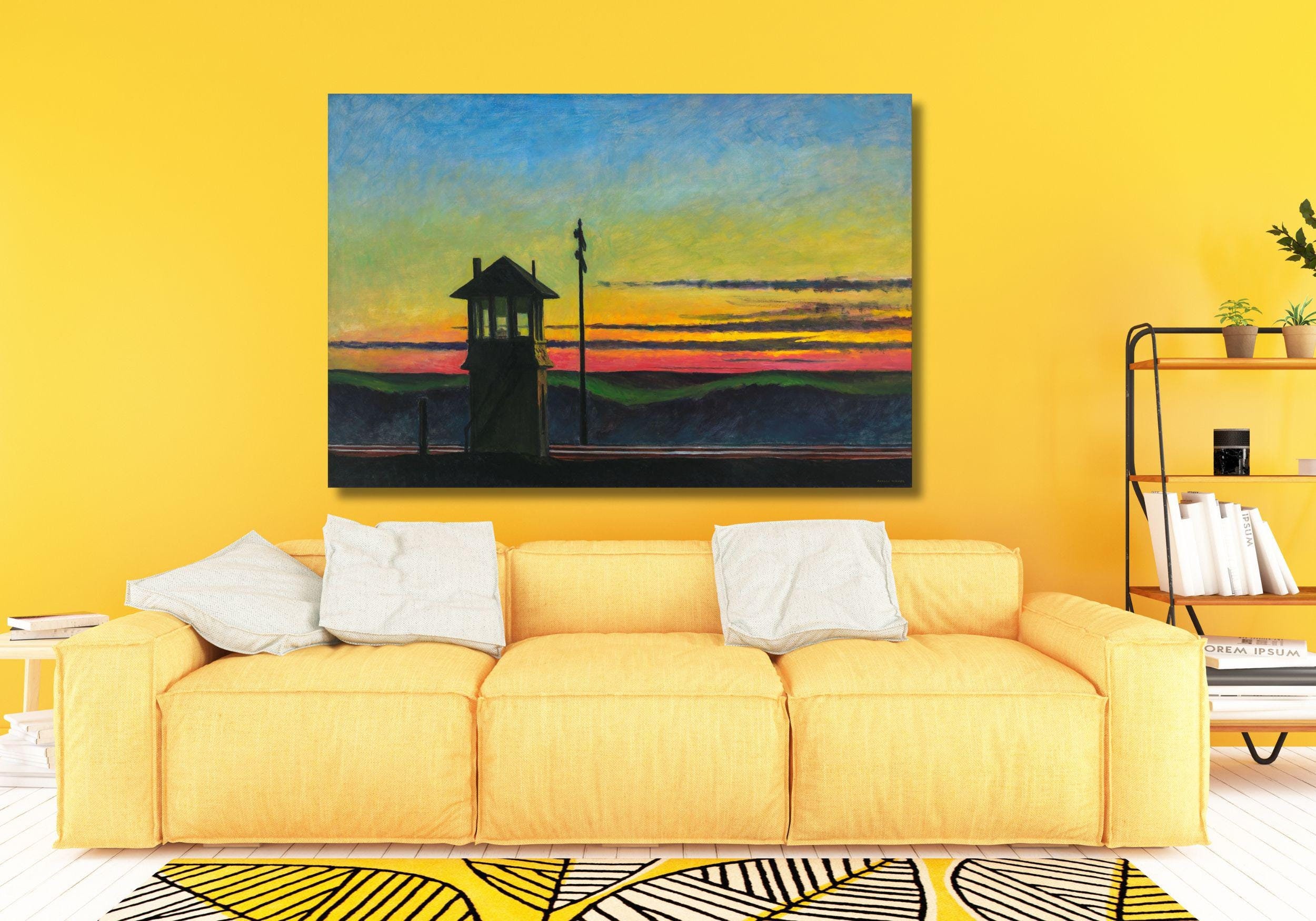 Railroad Sunset 1929 by Edward Hopper Print Poster, Sunset Canvas Wall ...