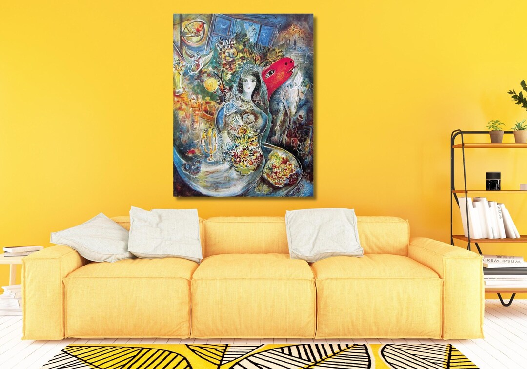 Marc Chagall ART, the Bride Signed and Numbered Exhibition Canvas ...