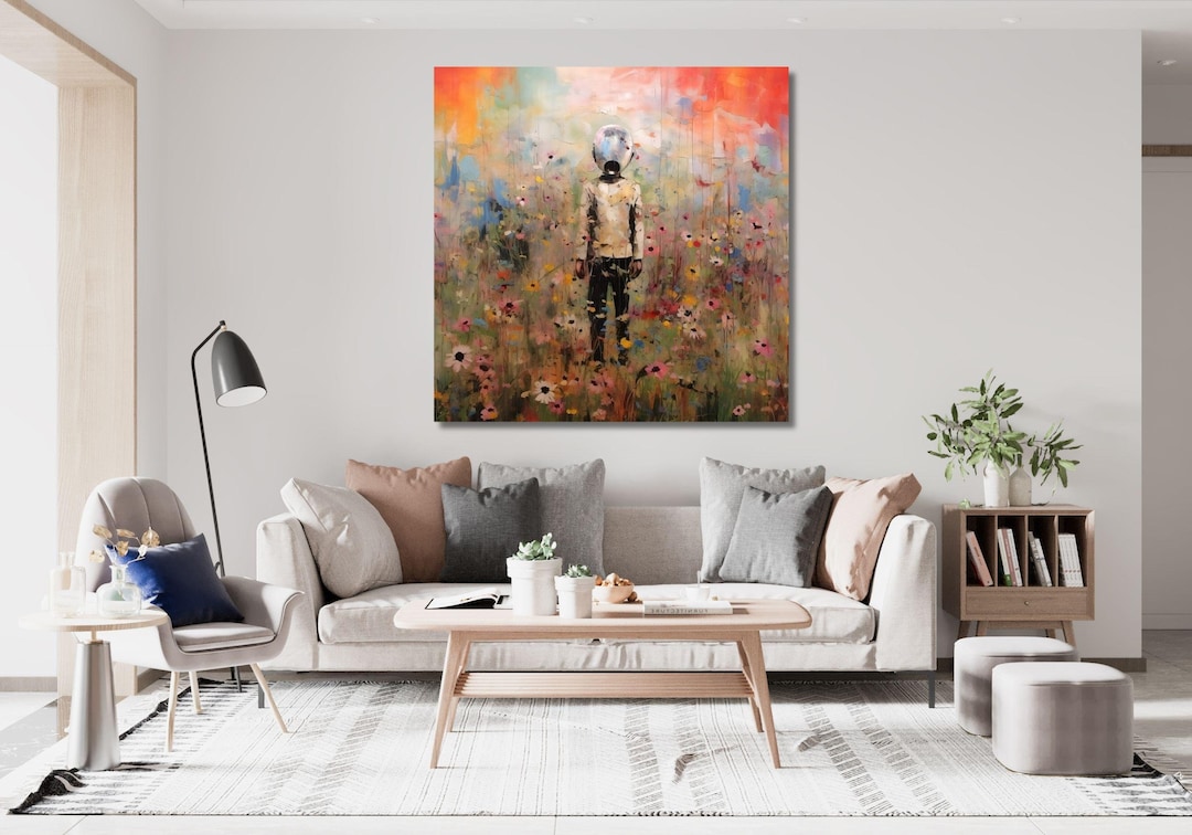 David Choe Style Field of Flowers Abstract Print, Grafitti Painting ...