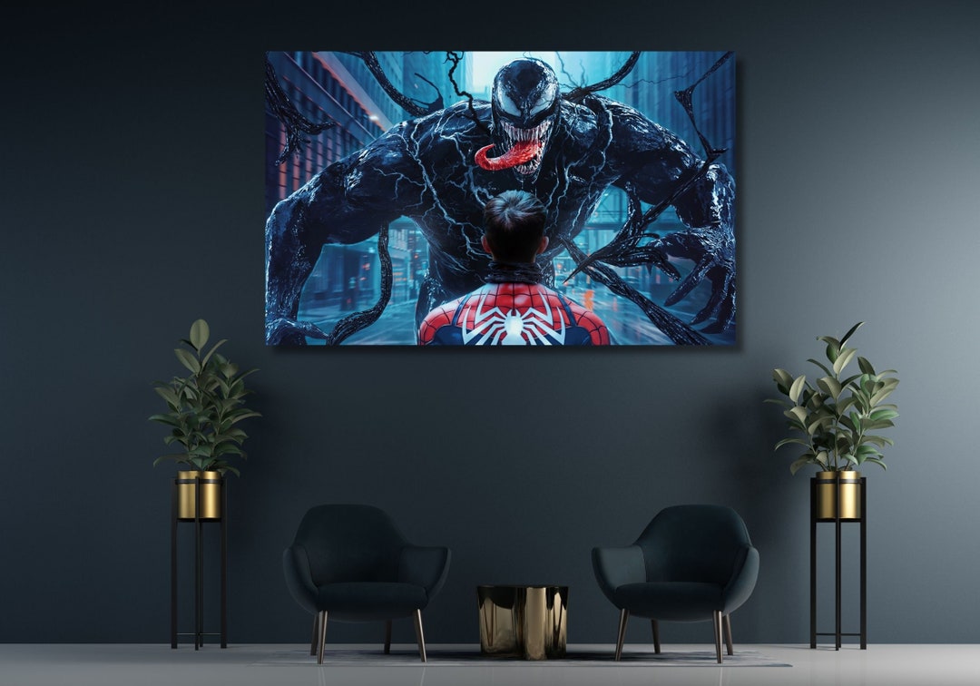 Spiderman Vs Venom Print, Venom Spiderman Canvas Print, Spiderman Art ...