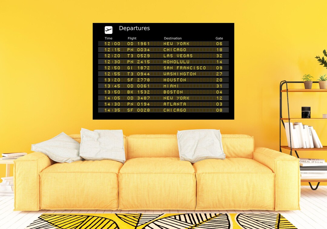 Departures Ready to Hang Wall Art,airport Departures Wall Art,travel ...