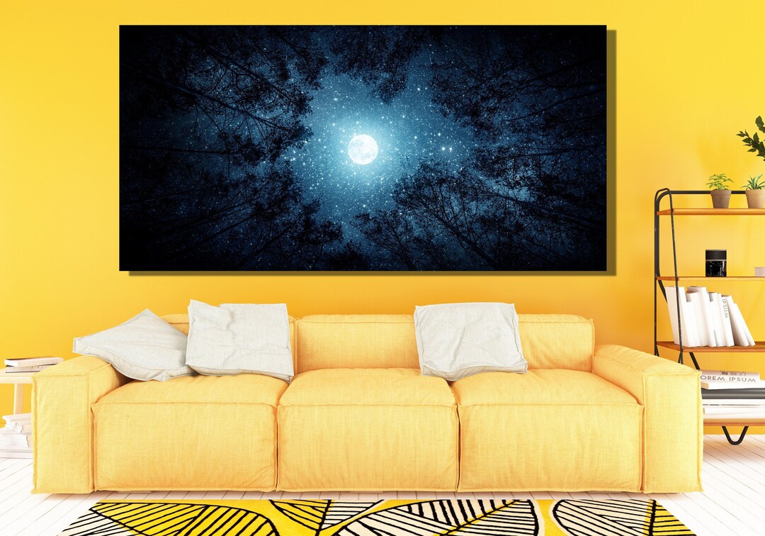 Night View Art, Forest Landscape Art, Starry Sky Wall Art, Landscape ...