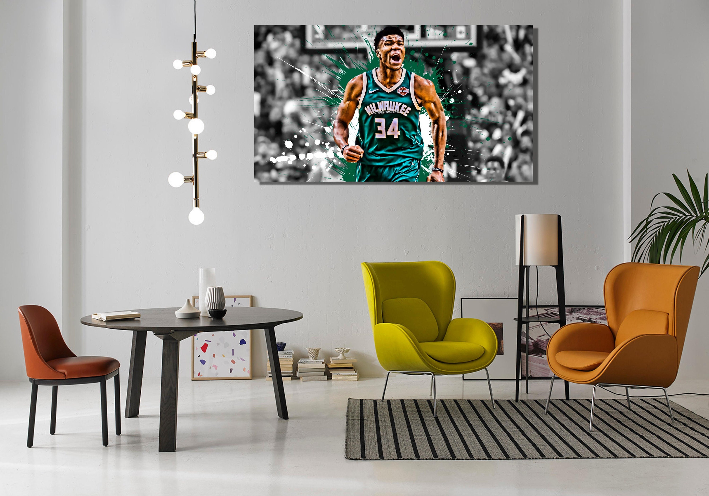 Giannis Antetokounmpo Watercolor Wall Art , Bucks Poster, Giannis Print ...