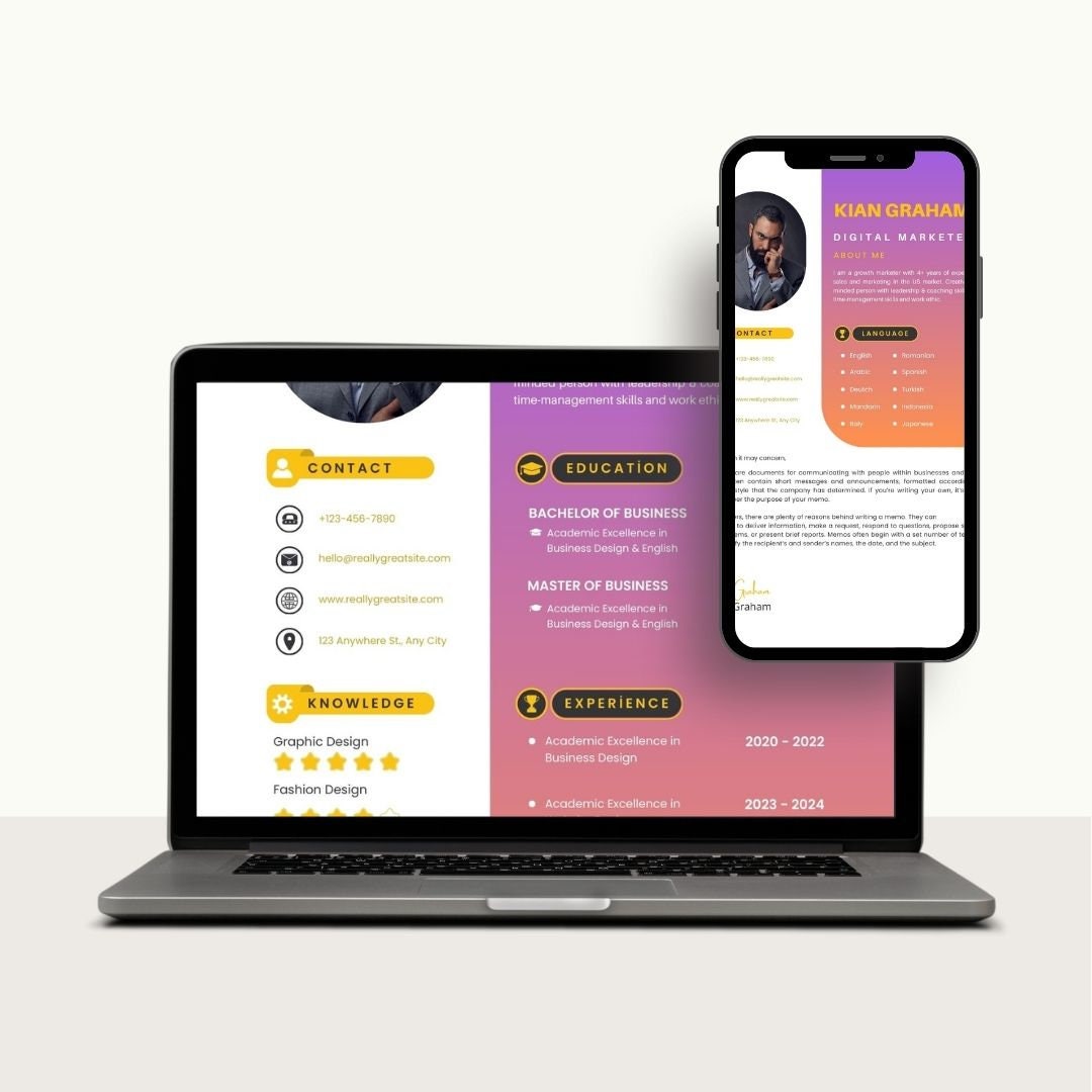 CV TEMPLATE Resume Powerpoint. Professional Resume Template. - Etsy