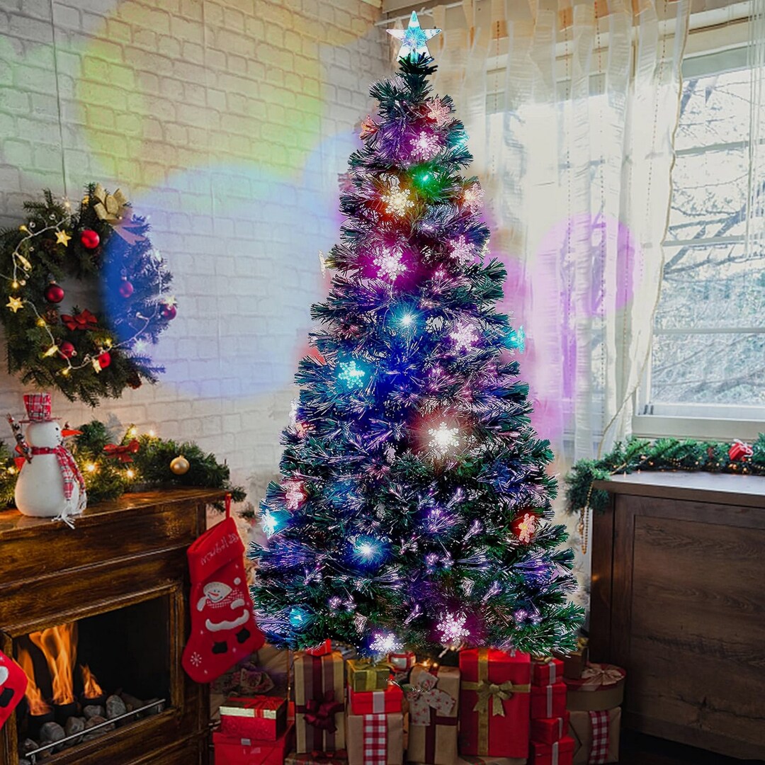 6 Ft Pre-lit Optical Fiber Christmas Artificial Tree With LED - Etsy