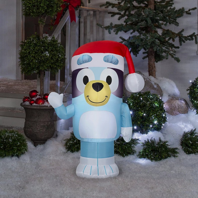 Christmas Airblown Inflatable Bluey in Santa Hat Bluey 3.5 Ft - Etsy