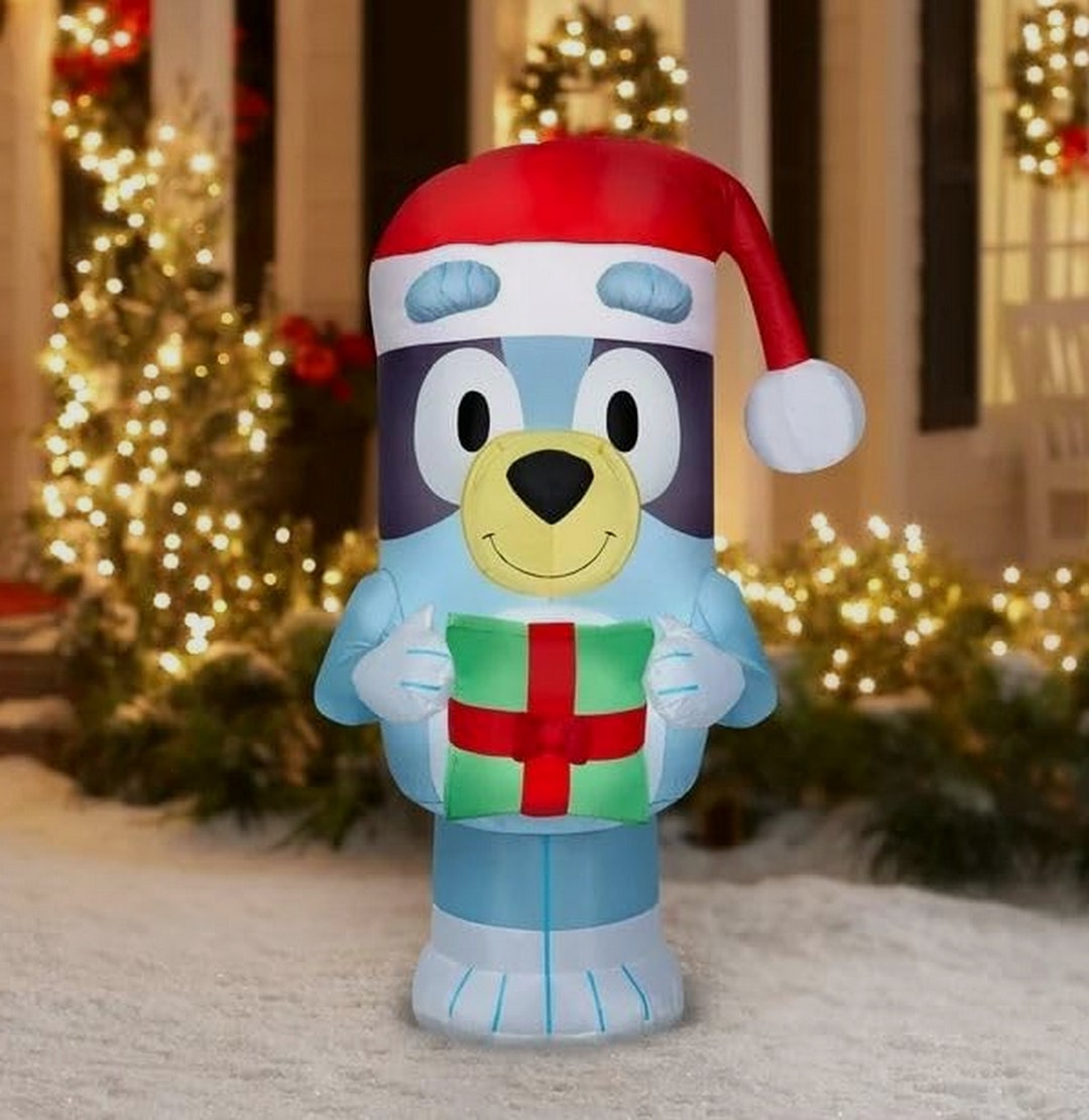 Christmas Airblown Inflatable Bluey in Santa Hat Bluey 3.5 Ft - Etsy