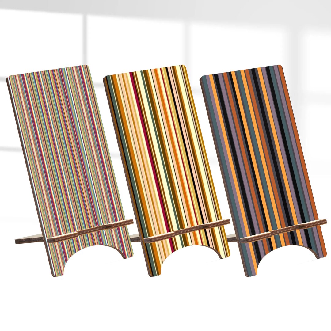 Line Drawing Wood Phone Stand, Retro Lines Holder for iPhone 14 13 12 ...