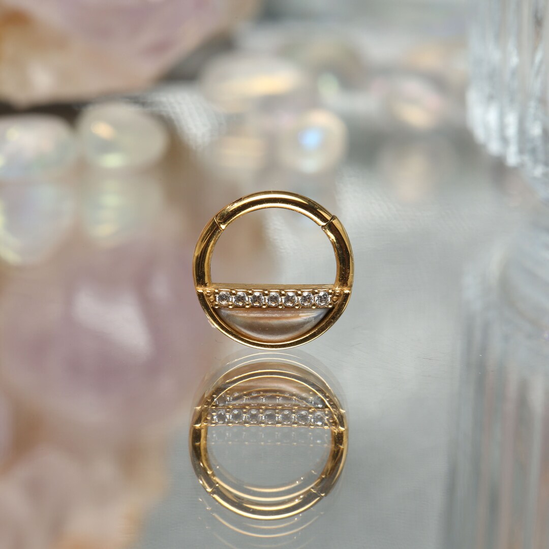 Gold Nose Ring With Shell Cluster Septum Jewelry Septum Ring Seamless ...