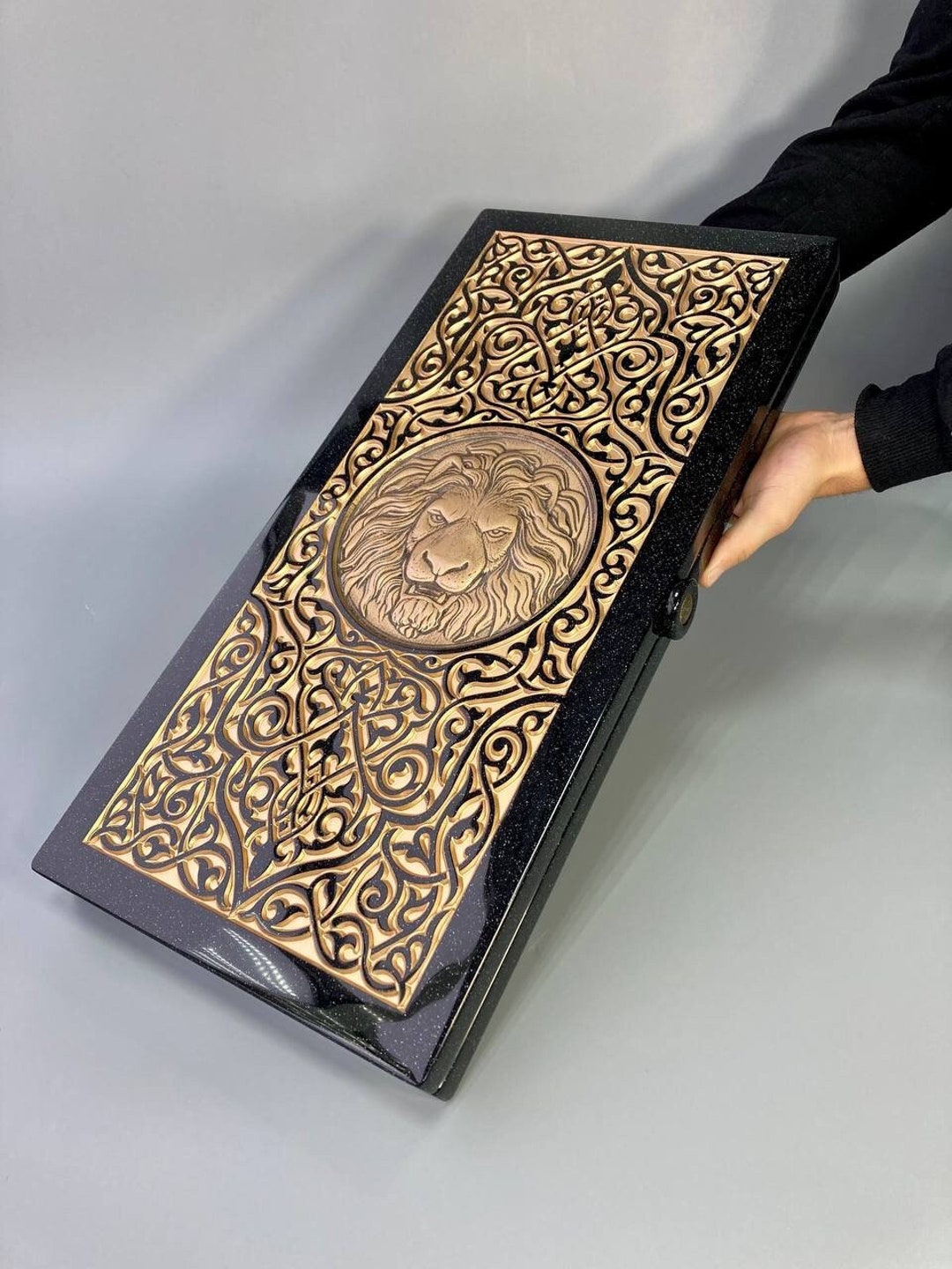 Acrylic Stone Backgammon Board With LION Pic Covered With - Etsy