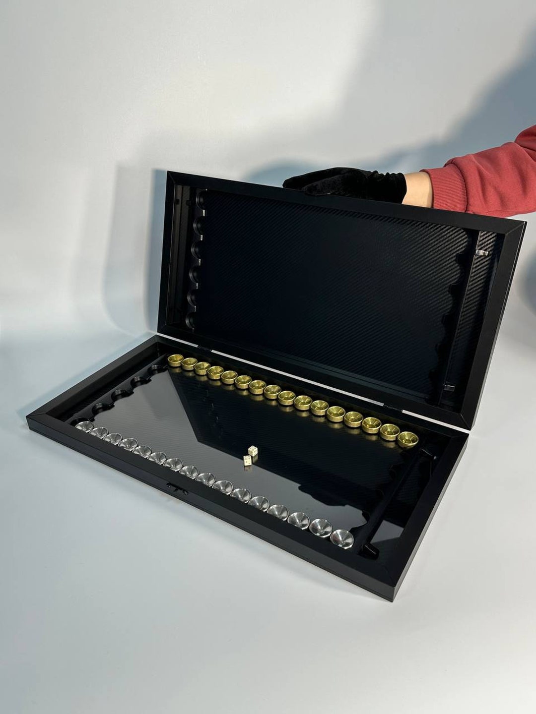 IN STOCK, Carbon & Glass Backgammon Set, Luxury Gift for Him, Full ...