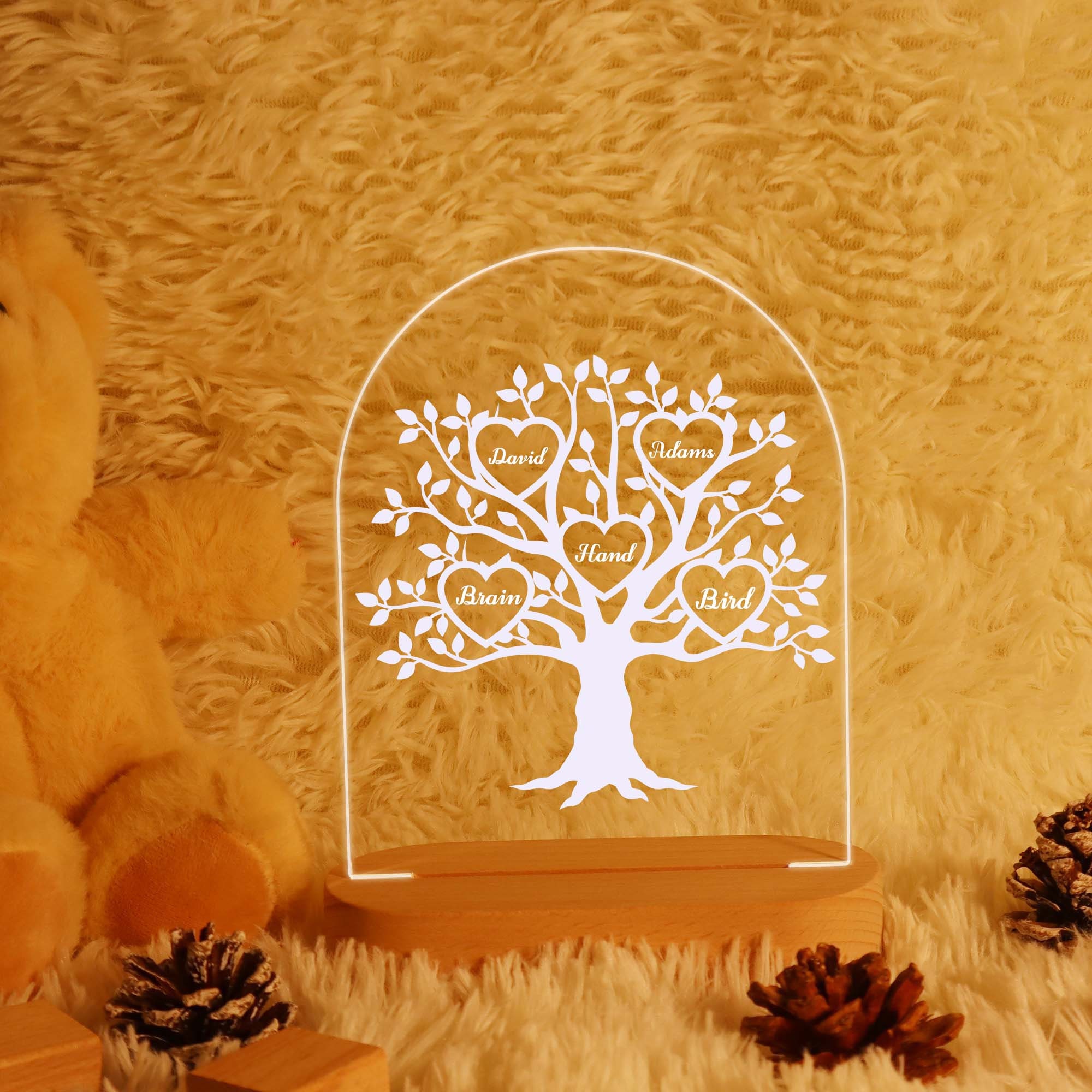 Personalized Names Family Tree Acrylic Night Lightfamily Tree LED Lamp ...