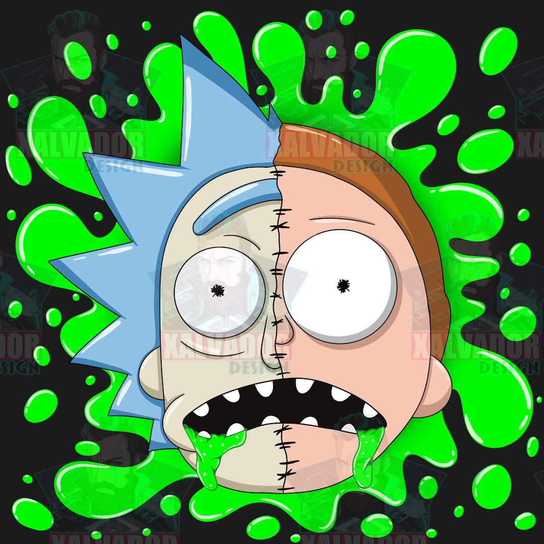 Rick and Morty Half Face, Sublimation, Printable Decal, Sticker, Digital, Image, DTF, DTG ...