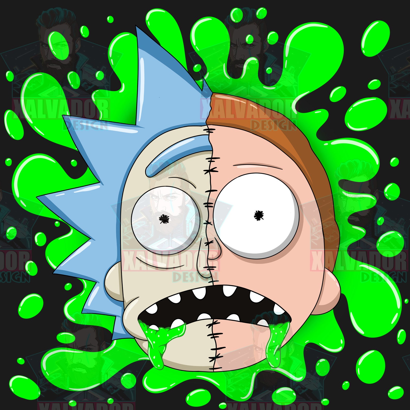 Rick and Morty Half Face, Sublimation, Printable Decal, Sticker ...