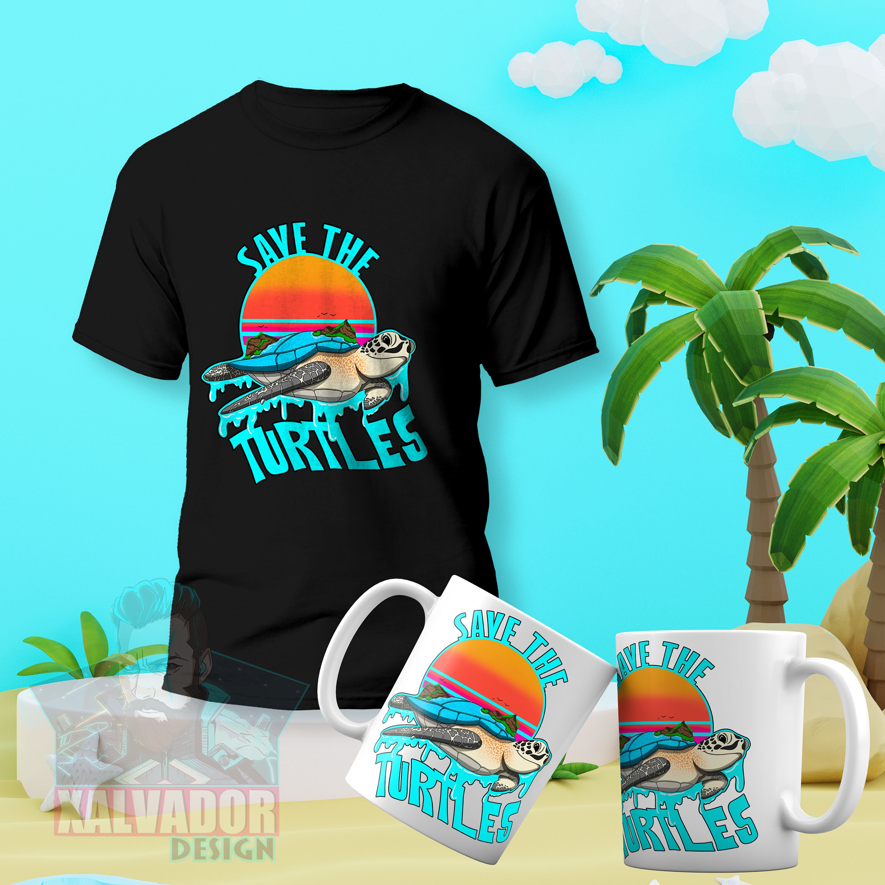 Save the Turtles Sublimation Printable Decal Sticker - Etsy