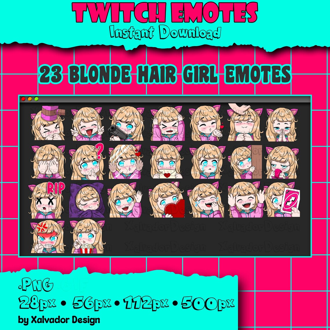 Twitch Emotes, Twitch Sub Emotes, Cute Girl Emotes, Neon Emotes, Cute ...