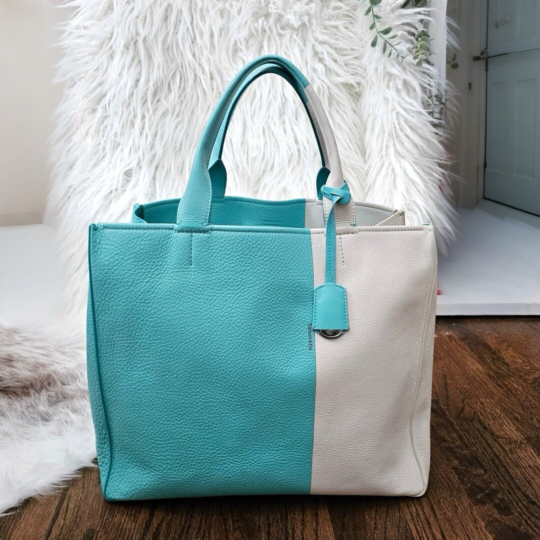 RARE Tiffany & Co. Color Block Grain Calfskin Leather Large Tote Bag - Etsy