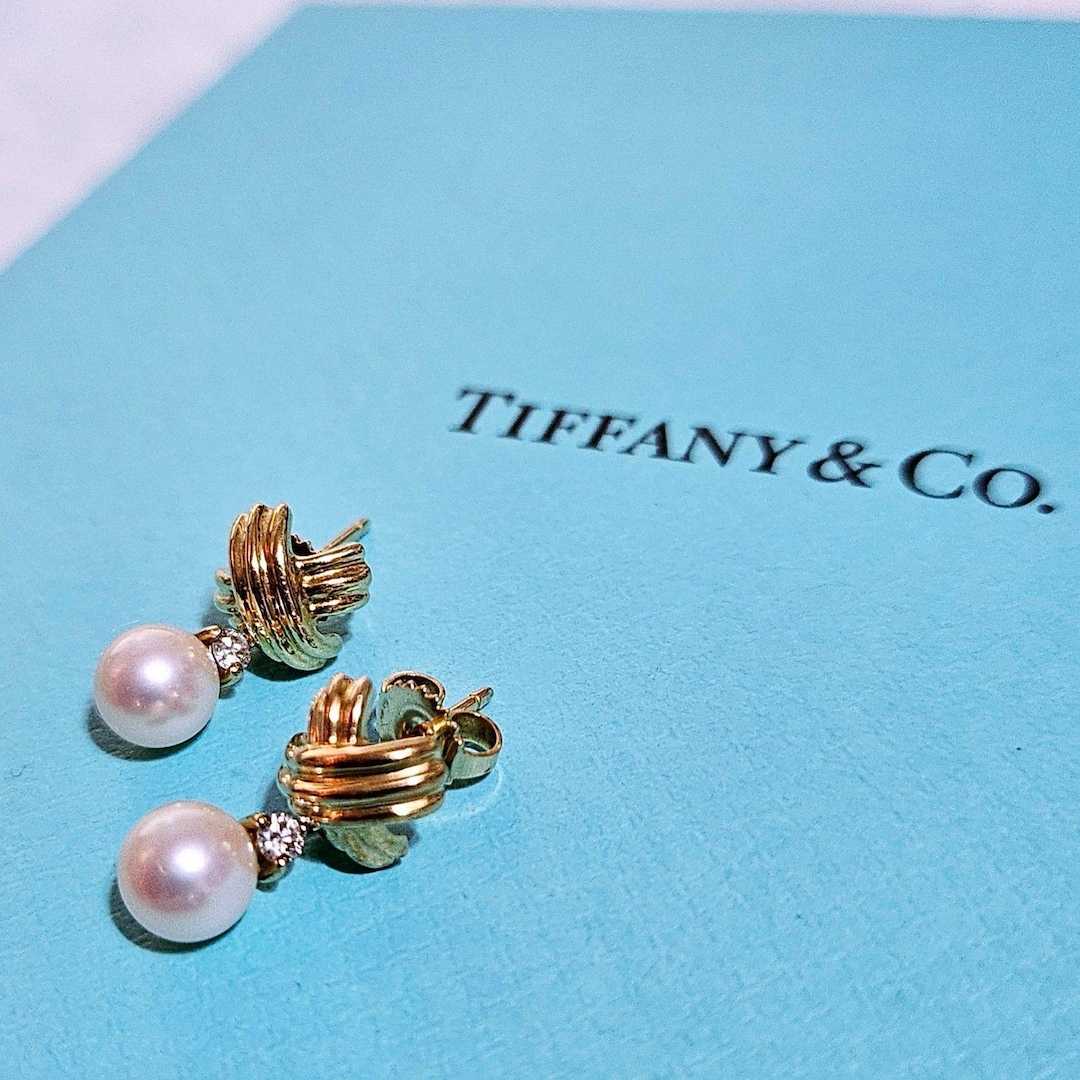 RARE Vintage Tiffany & Co. Signature X 18k Pearl Diamond Dangle ...