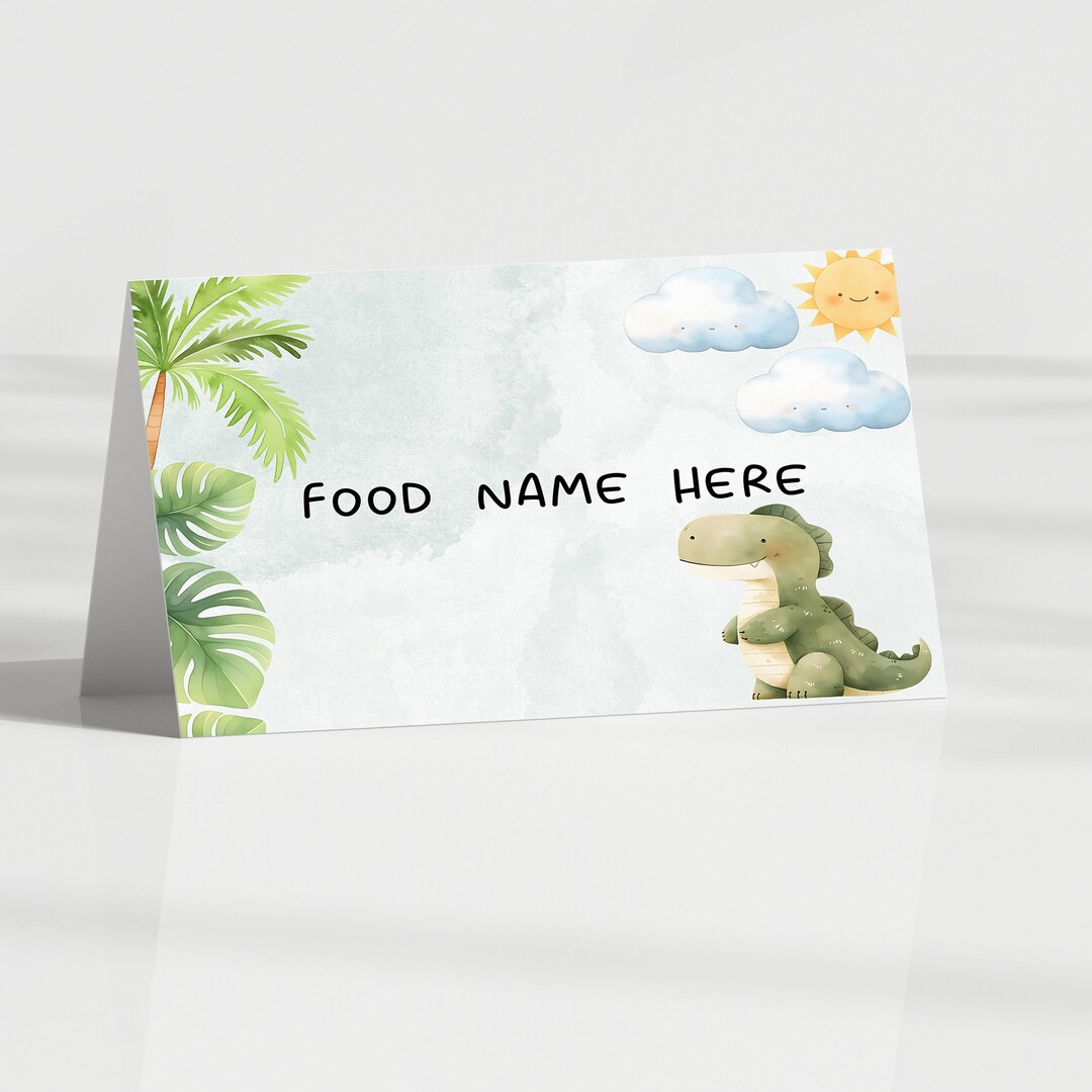 Dinosaur Food Label Topper Jungle Theme Party Animal Printable Digital ...