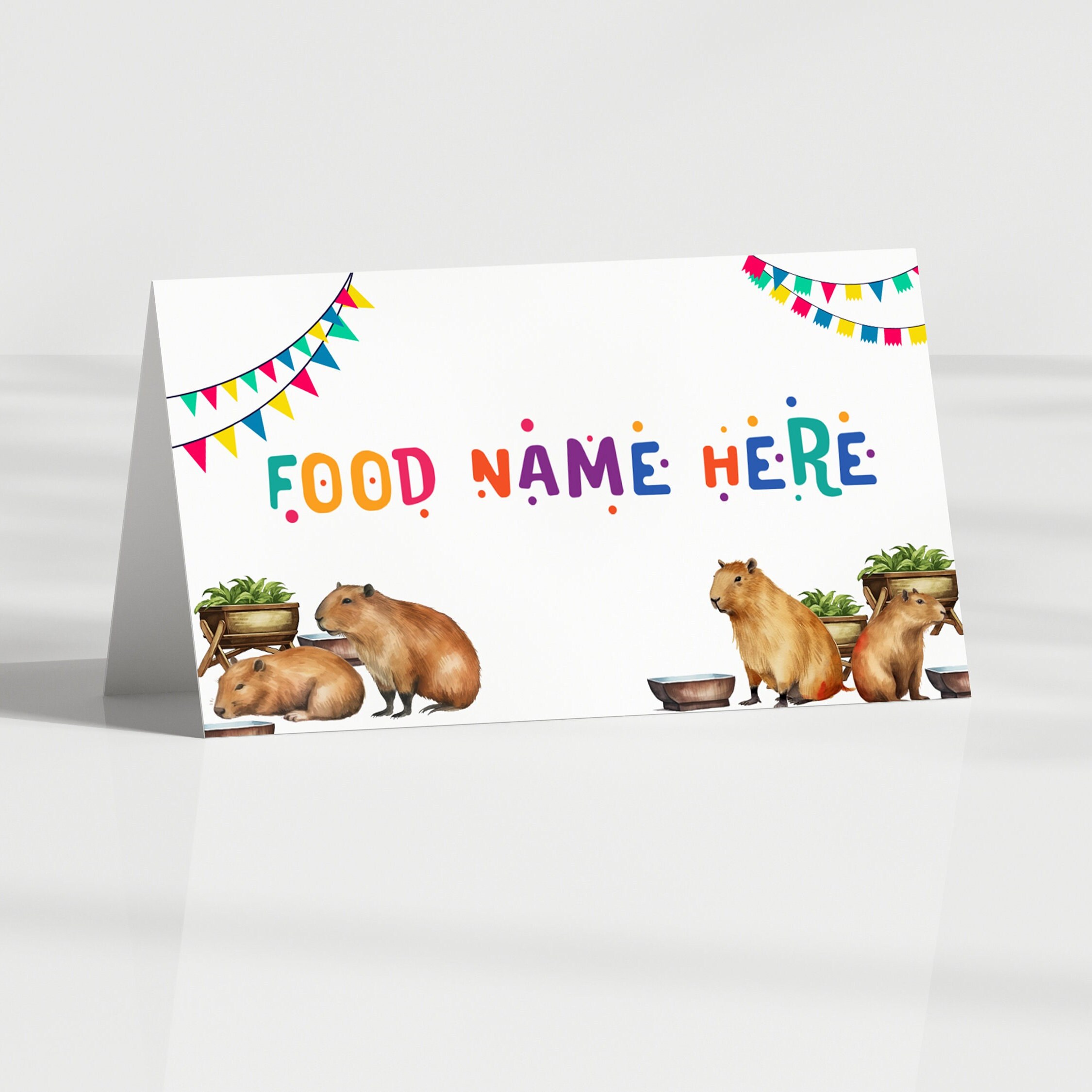 Capybara Food Label Topper Animal Theme Party Capybara Printable ...