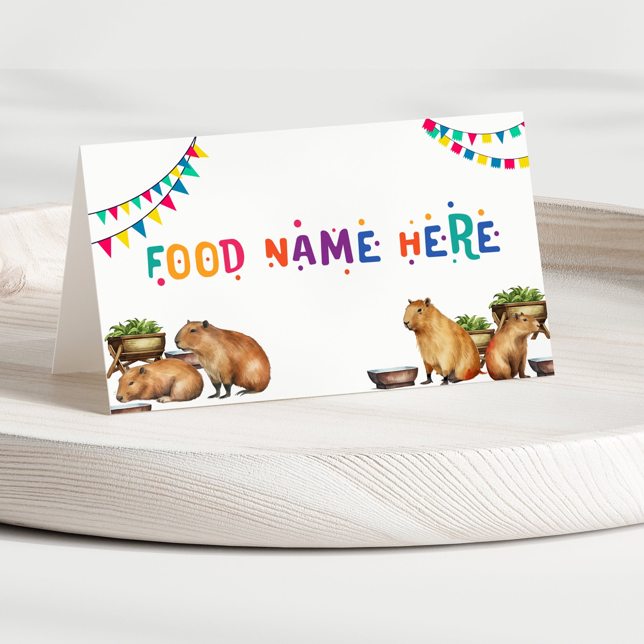 Capybara Food Label Topper Animal Theme Party Capybara Printable ...