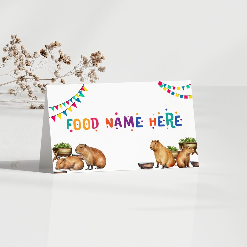 Capybara Food Label Topper Animal Theme Party Capybara Printable ...