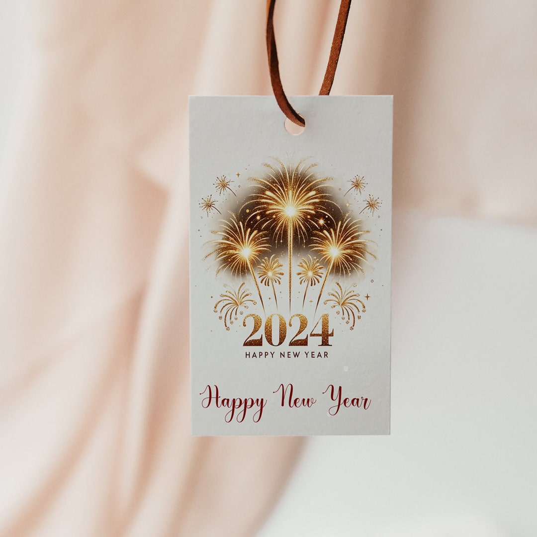 Printable New Year Gift Tag, Editable New Year Gift Tag, Colorful New ...
