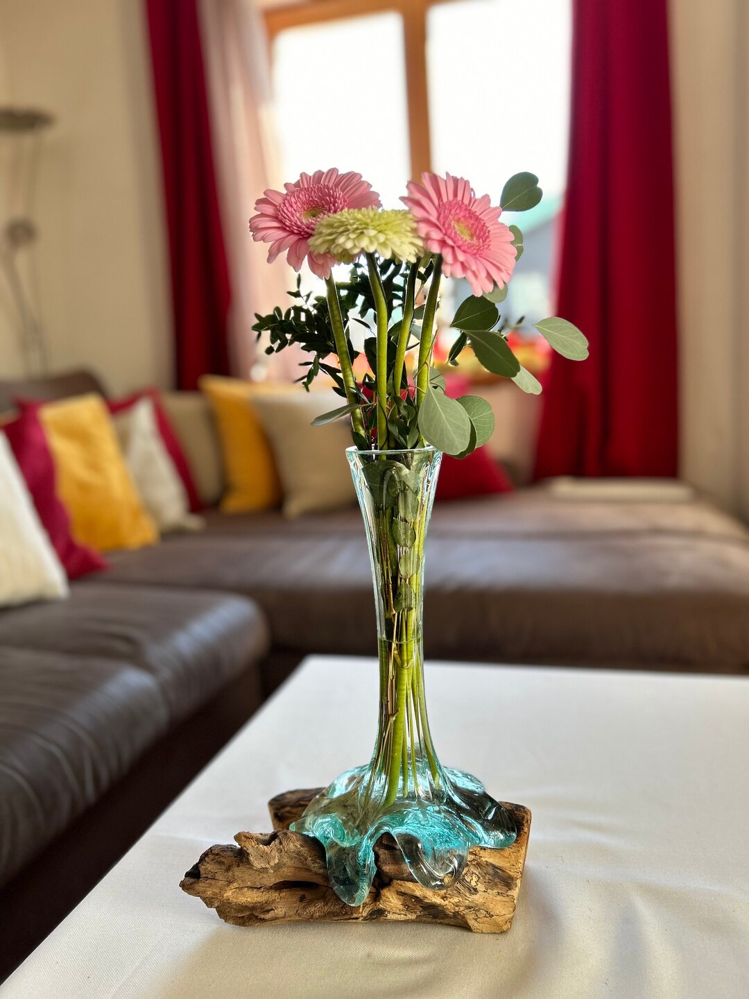 Coffee Root Vase Flowers Aesthetic Glass Flower Vase Coffee Root Living Room Decoration Natural ...