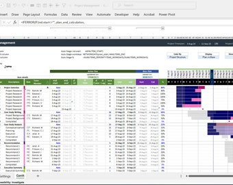 Gantt Chart Google Sheets Excel Spreadsheet Project Planner Project ...