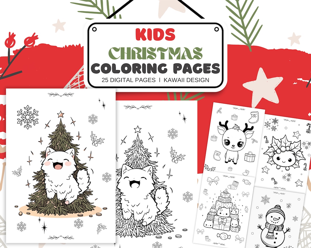 Kawaii Christmas Coloring Pages 25 Pages Cute Coloring - Etsy