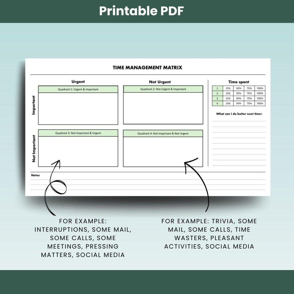 Time Management Matrix: Eisenhower Method Printable (PDF) - Etsy