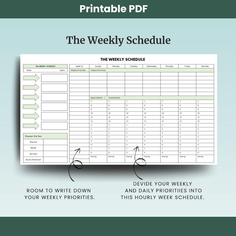 Stephen Covey Time Management Matrix & Weekly Schedule (printable PDF ...