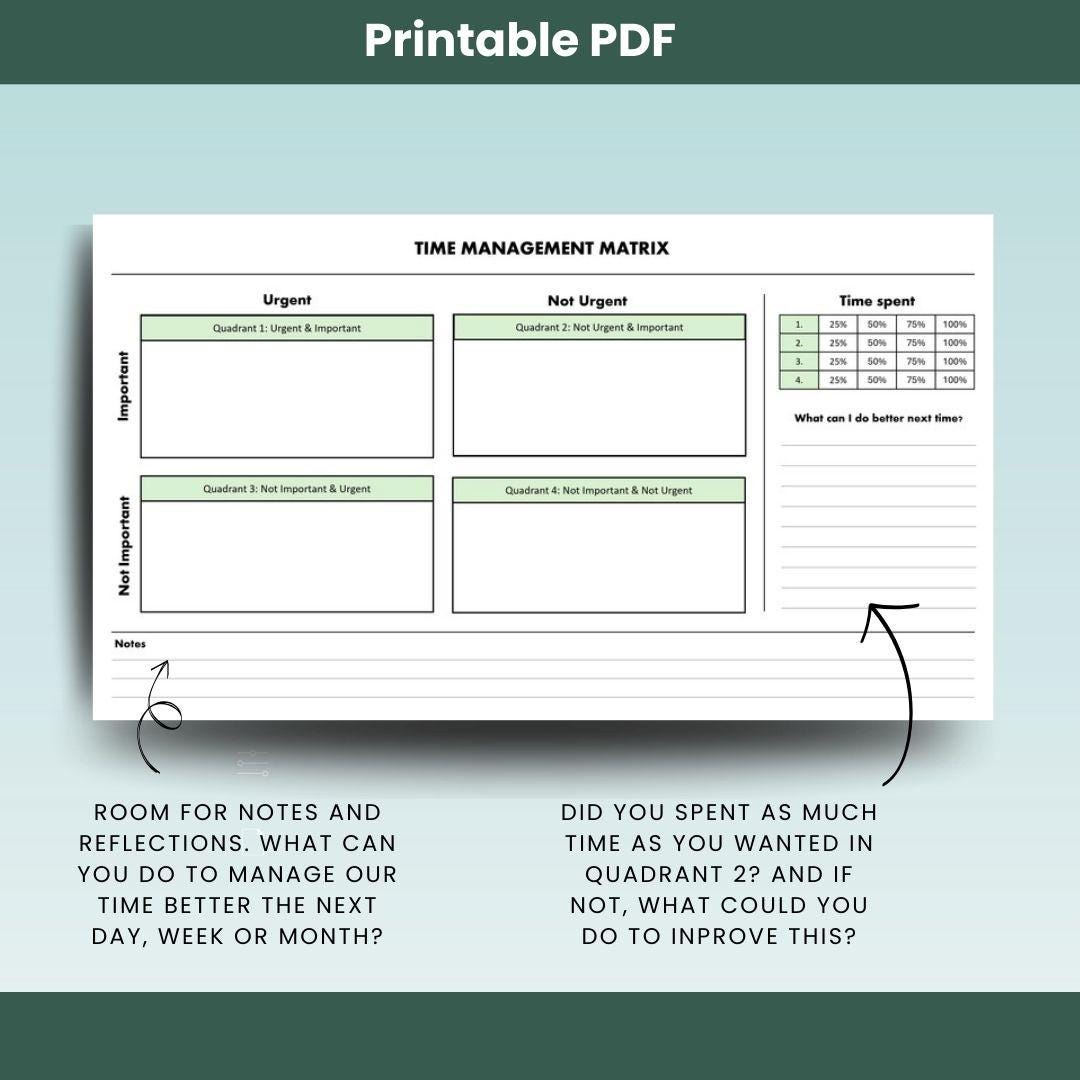 Time Management Matrix: Eisenhower Method Printable (PDF) - Etsy