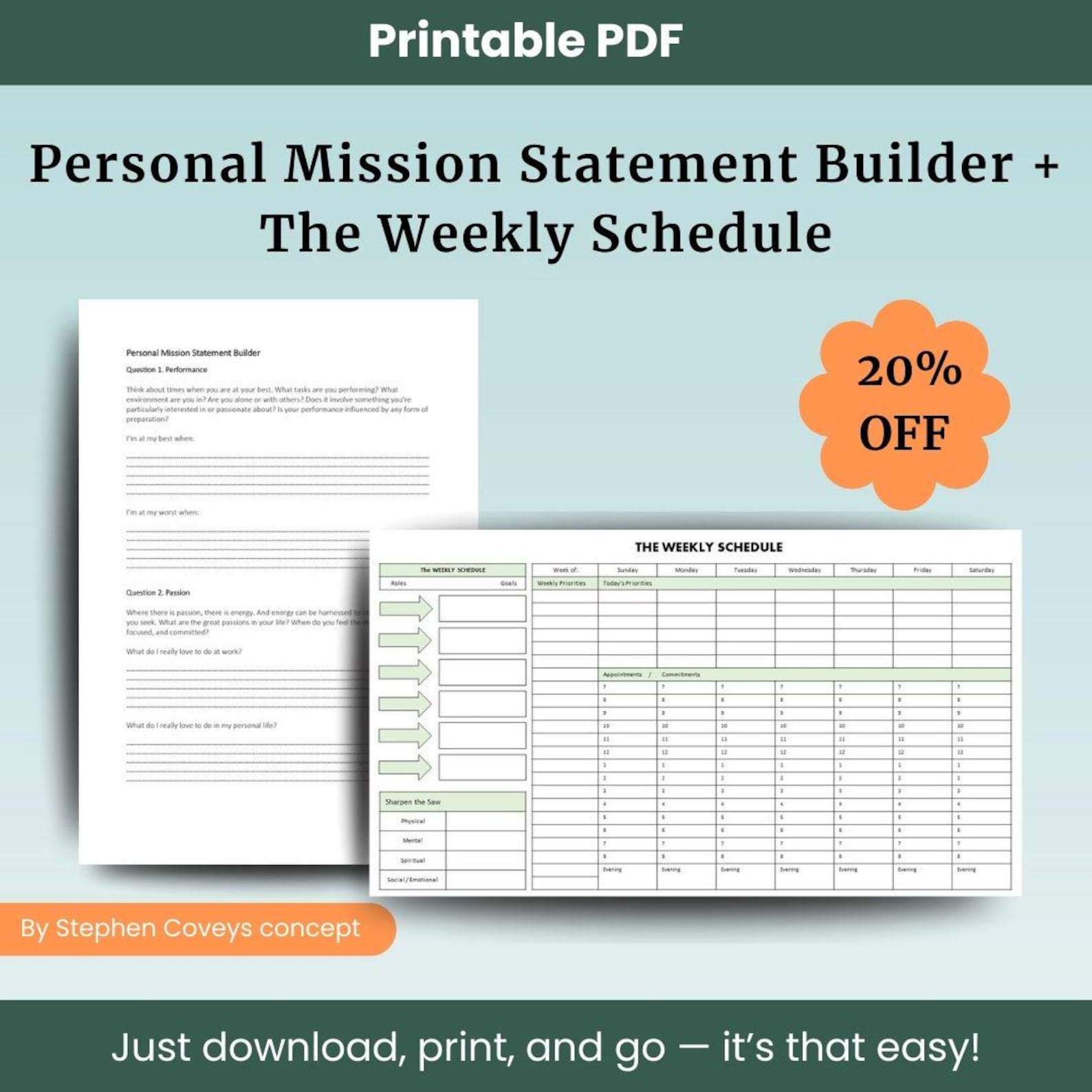 Personal Mission Statement Builder + the Weekly Schedule - Stephen ...